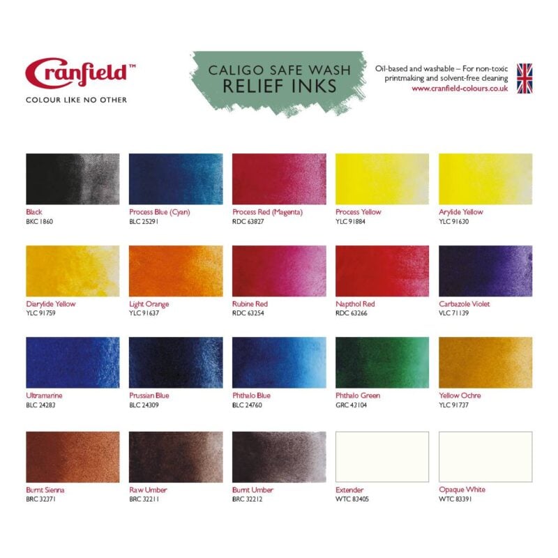 Cranfield Caligo Safe Wash Relief Ink Tins & Tubes - Hickman Design